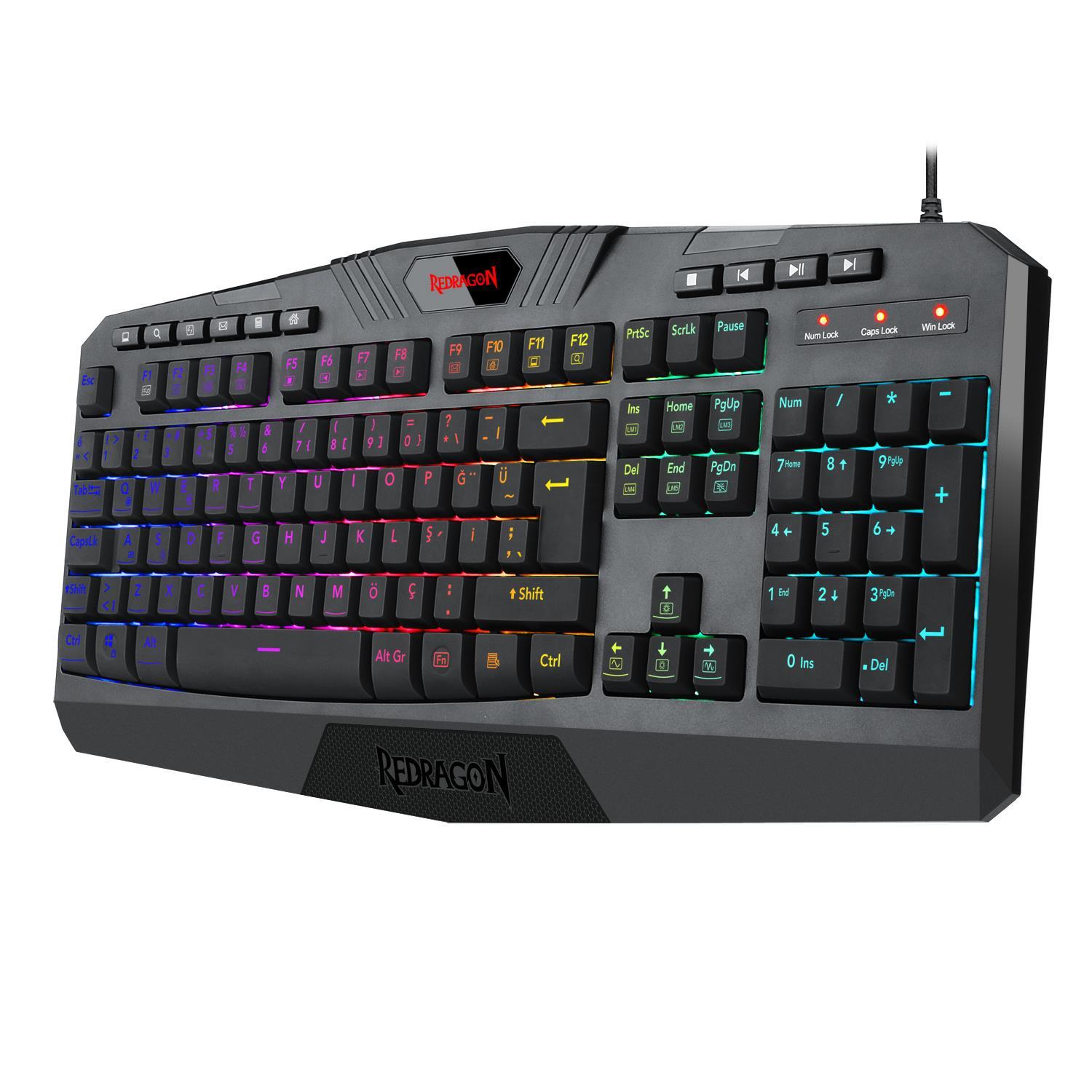 Redragon Gaming Essentials S101-3 RGB Türkçe Q USB Oyuncu Klavye Mouse ...